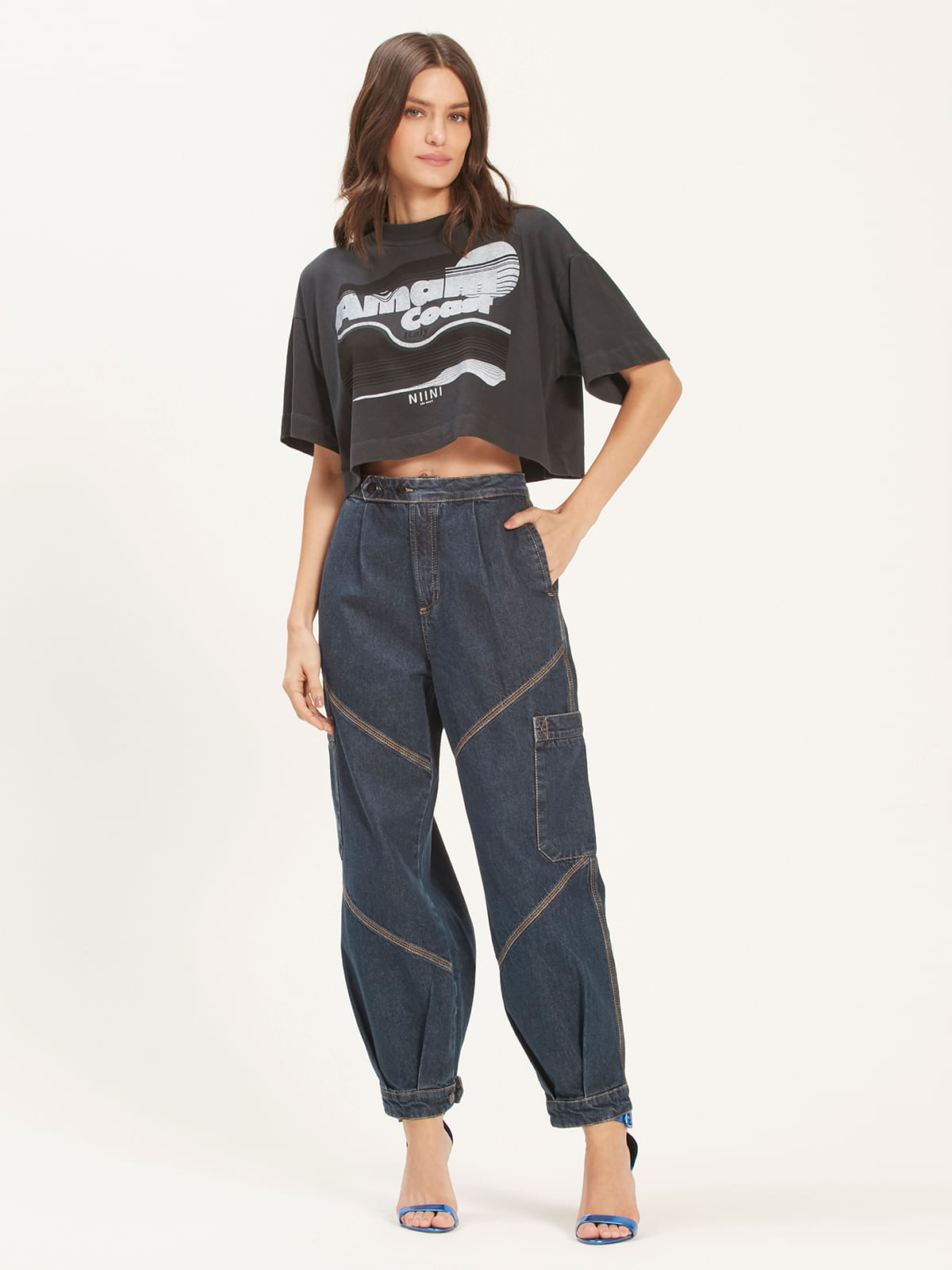 T-shirt Cropped Amalfi Stone - Niini - NIINI