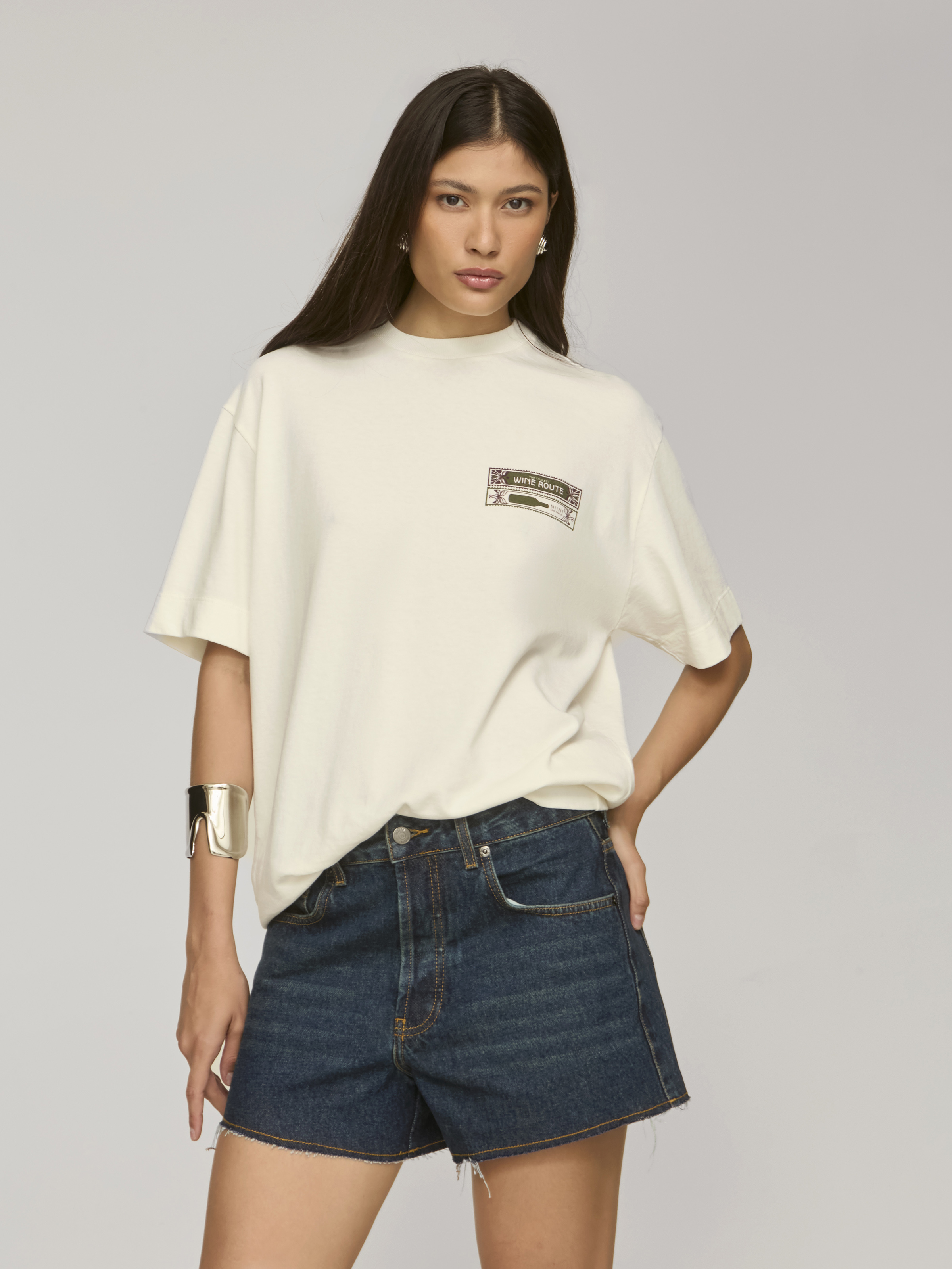 T-shirt Oversized Wine Route Off White - NIINI